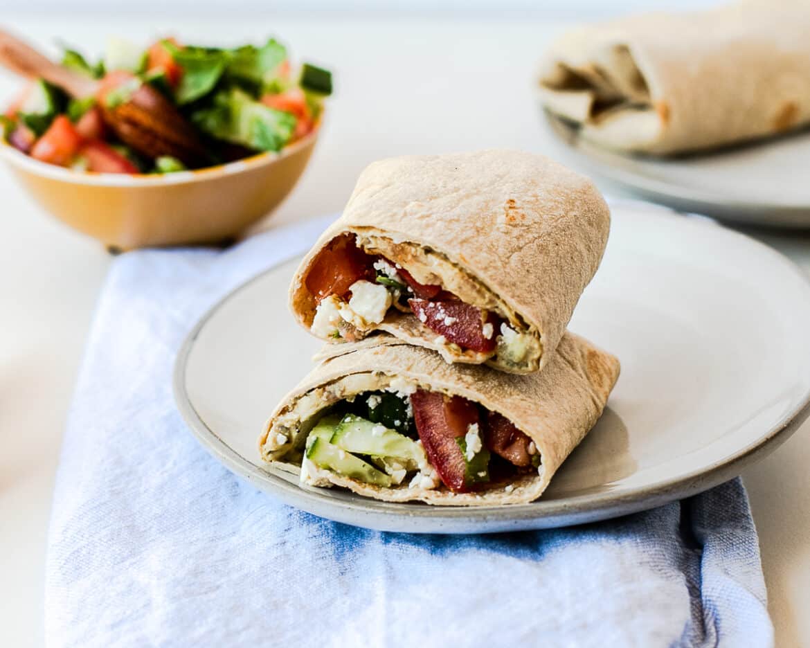 Healthy Mediterranean Hummus Wrap Recipe with Chicken – Fit Mama Real Food