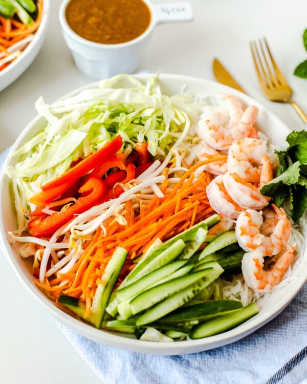 Spring Roll Salad with Shrimp and Peanut Dressing – Fit Mama Real Food