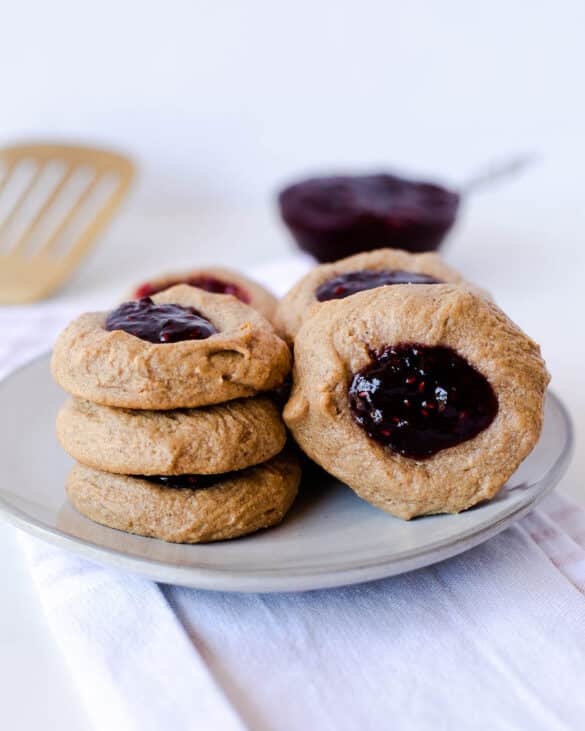 Peanut Butter Thumbprint Cookies with Raspberry Jam – Fit Mama Real Food